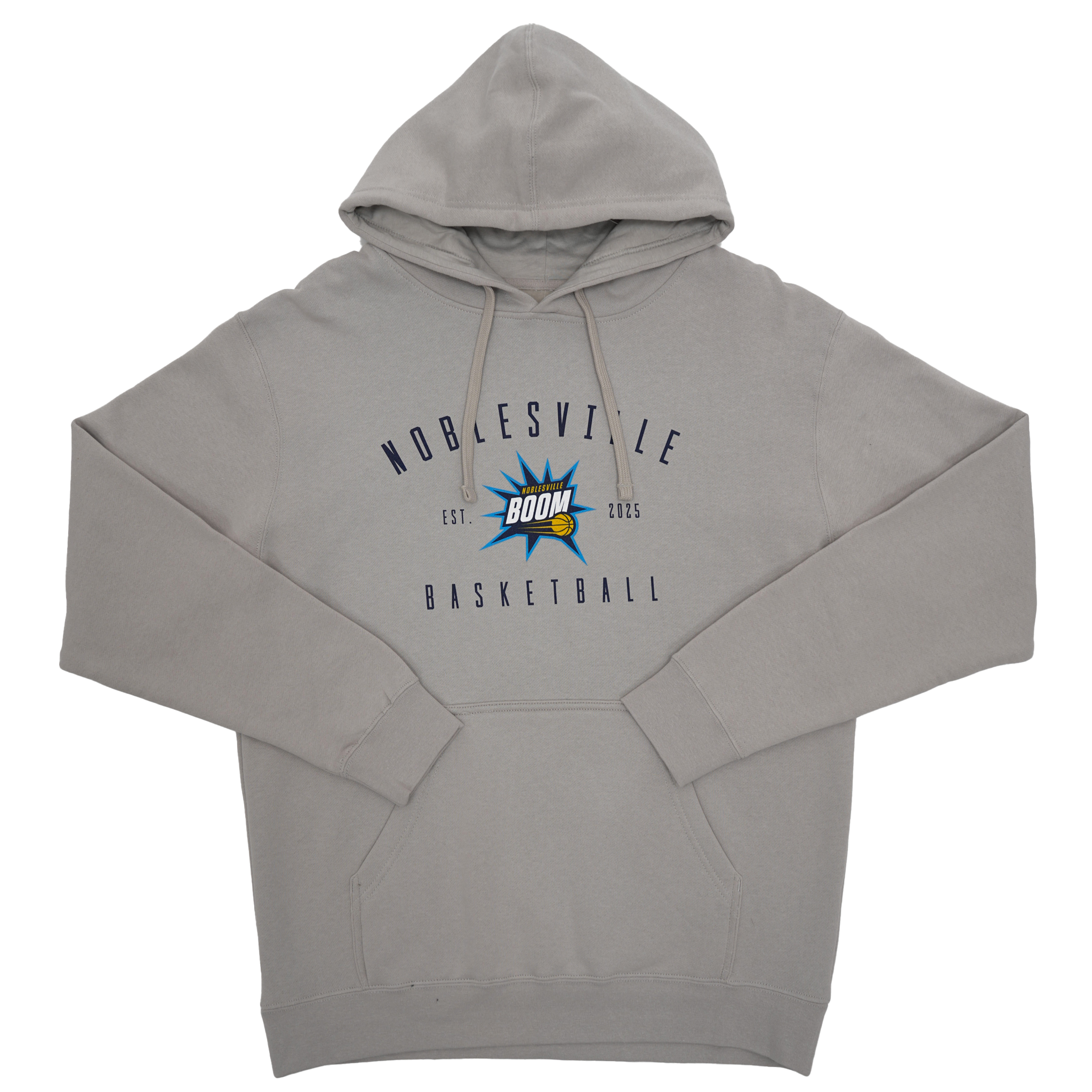 Adult Noblesville Boom Primary Logo Hooded Sweatshirt in Grey by Boom ...