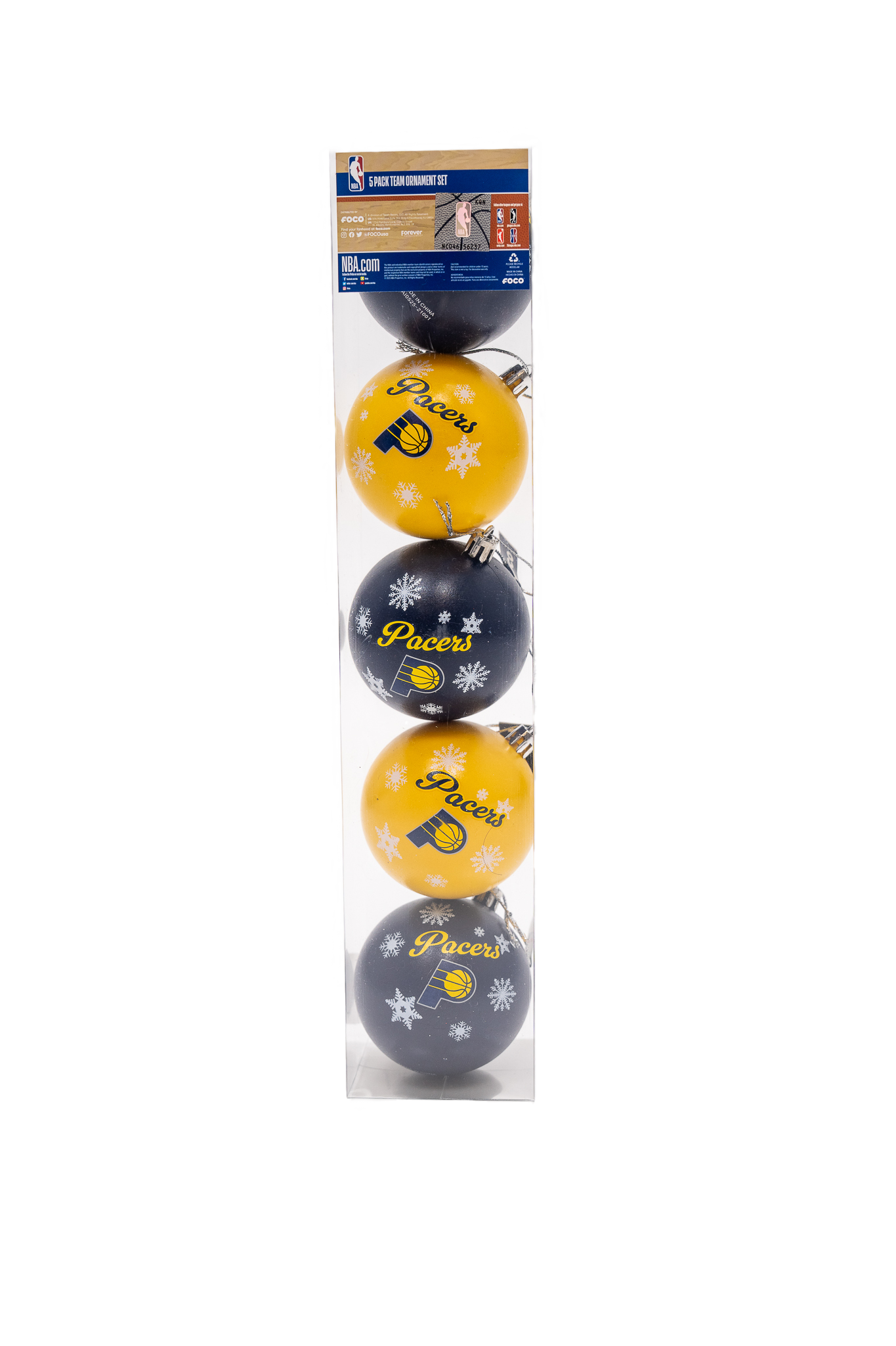 Indiana Pacers 5 Pack Ball Ornament Set in Navy by FOCO – Pacers Team Store