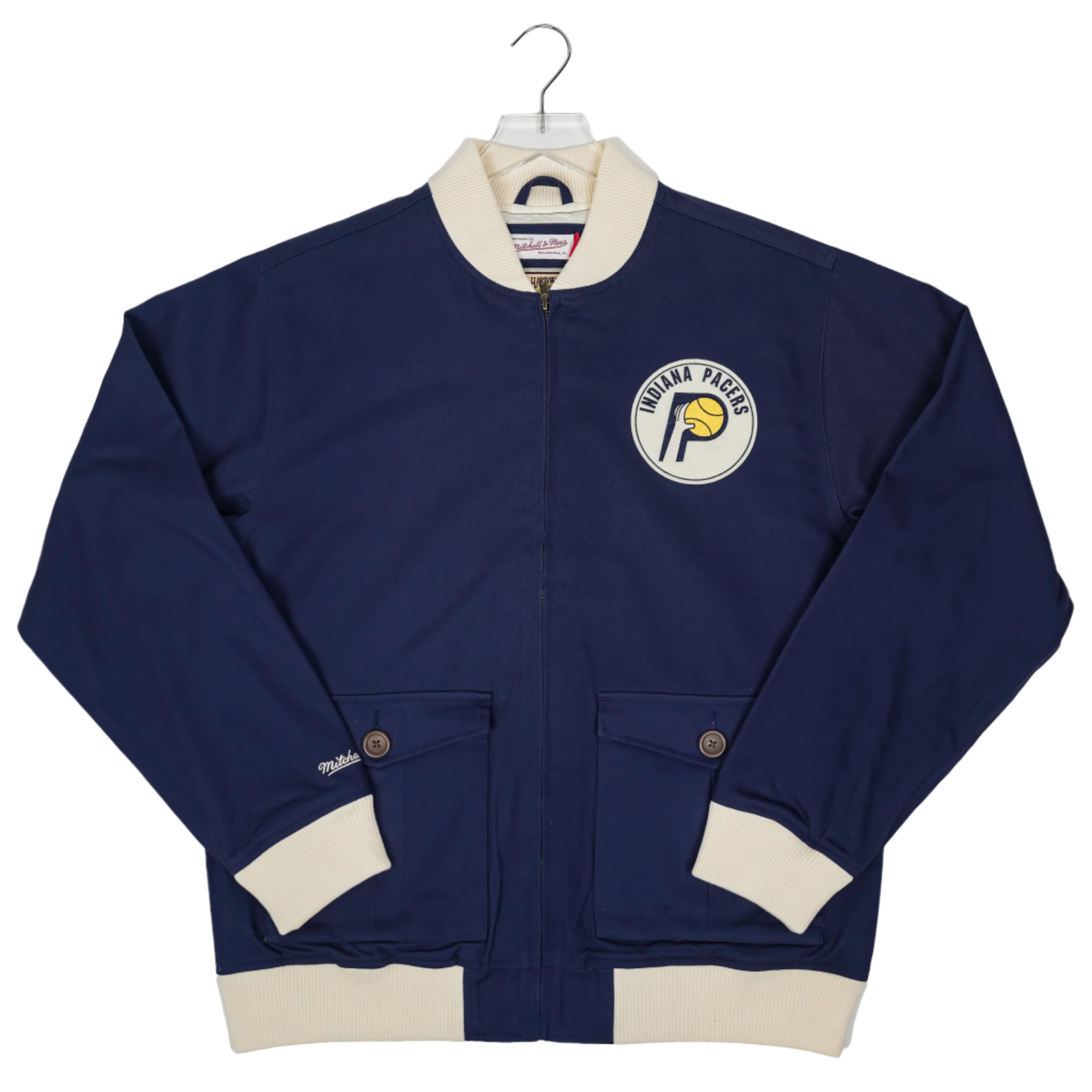 Adult Indiana Pacers Replay Cotton Twill Jacket in Navy by Mitchell an ...